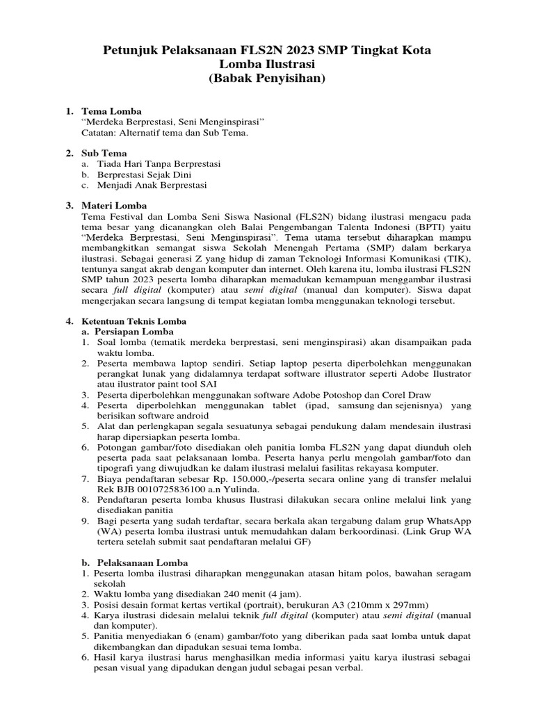 JUKNIS ILUSTRASI FLS2N 2023 - Revisi | PDF