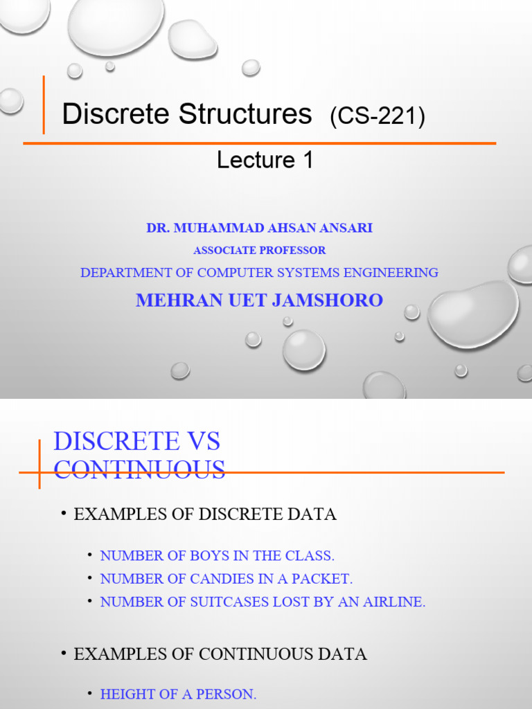 DS Lecture # 1 (Overview of DS, Propositional Logic) | PDF DS Lecture # 1 (Overview of DS, Propositional Logic) | PDF