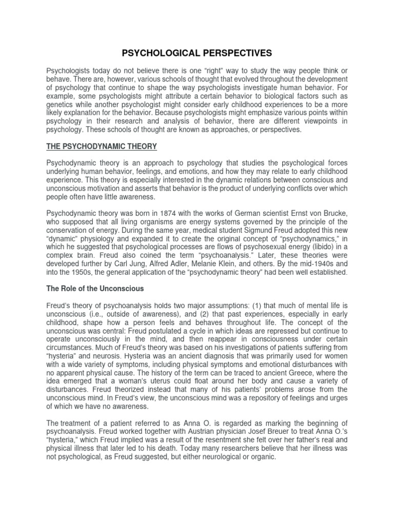 The Psychological Perspectives | PDF