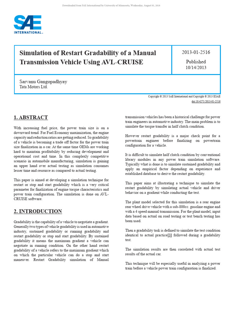 03 Cruise Paper 3 | PDF | Simulation | Manual Transmission
