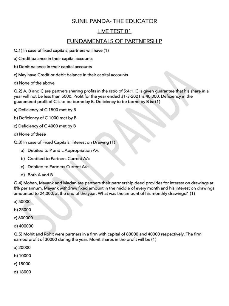 Live Test 01 Sunil Panda | PDF