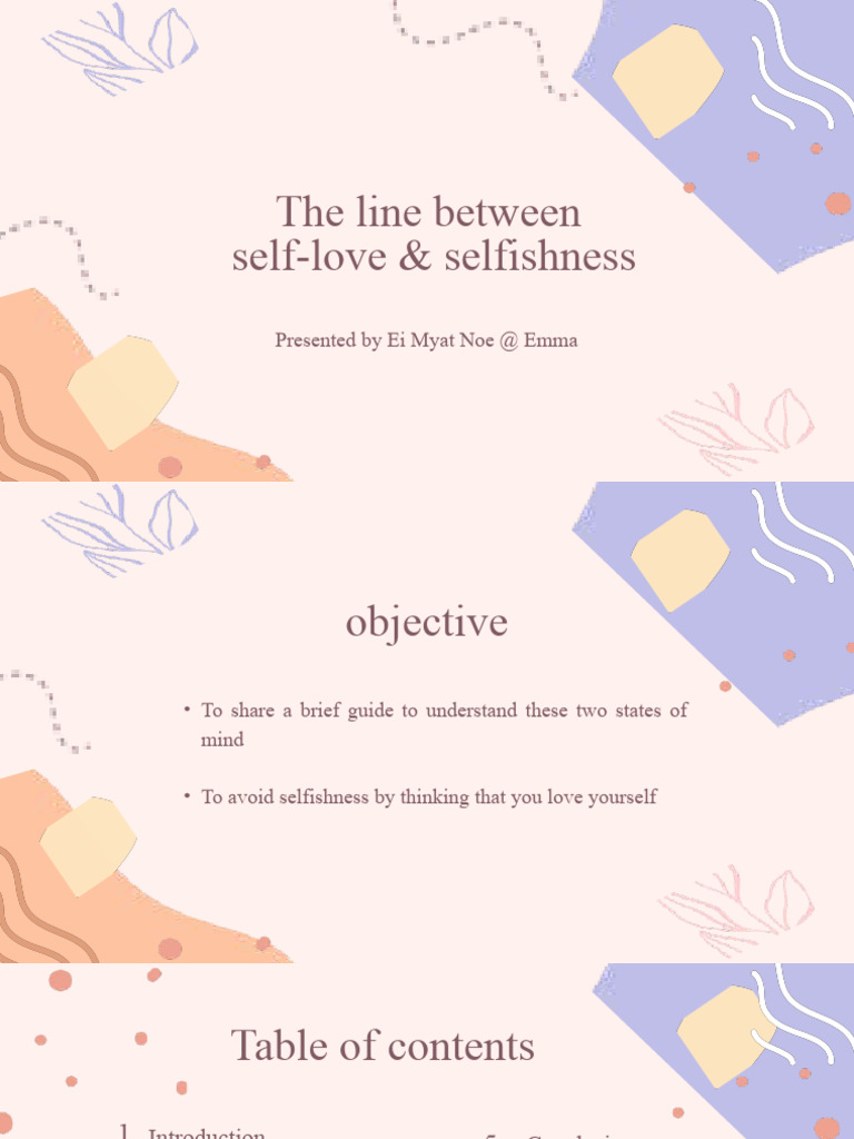 The Line Between Self Love Selfishness Presentation | PDF