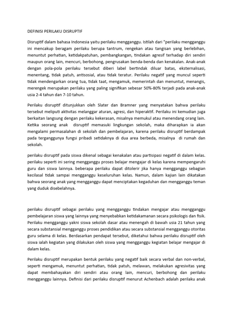 Perilaku Disruptif 2 | PDF