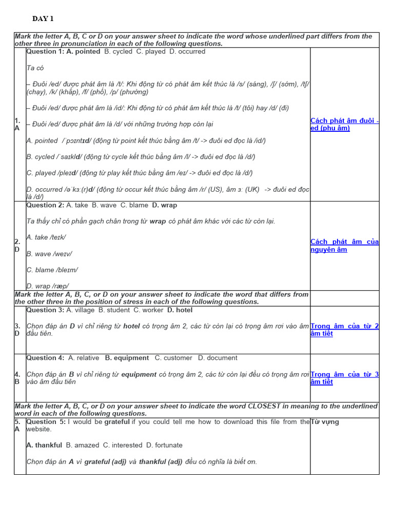 Day 1 Key | PDF