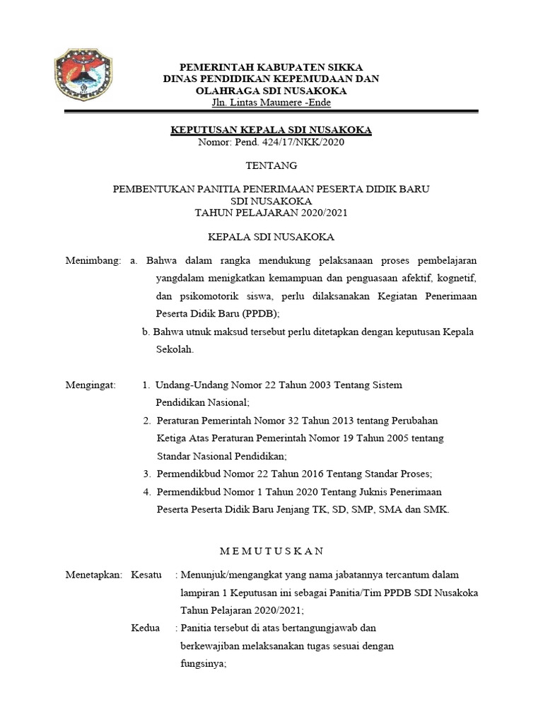 SK PPDB 2020-2021 | PDF