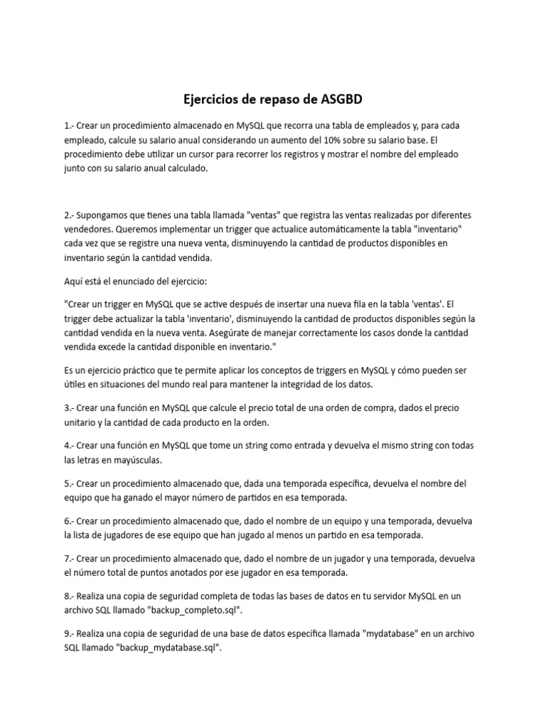 Ejercicios Repaso | PDF