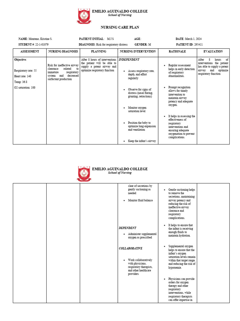 Nursing Care Plan #1 - Maverick Jaxon Serrano | PDF