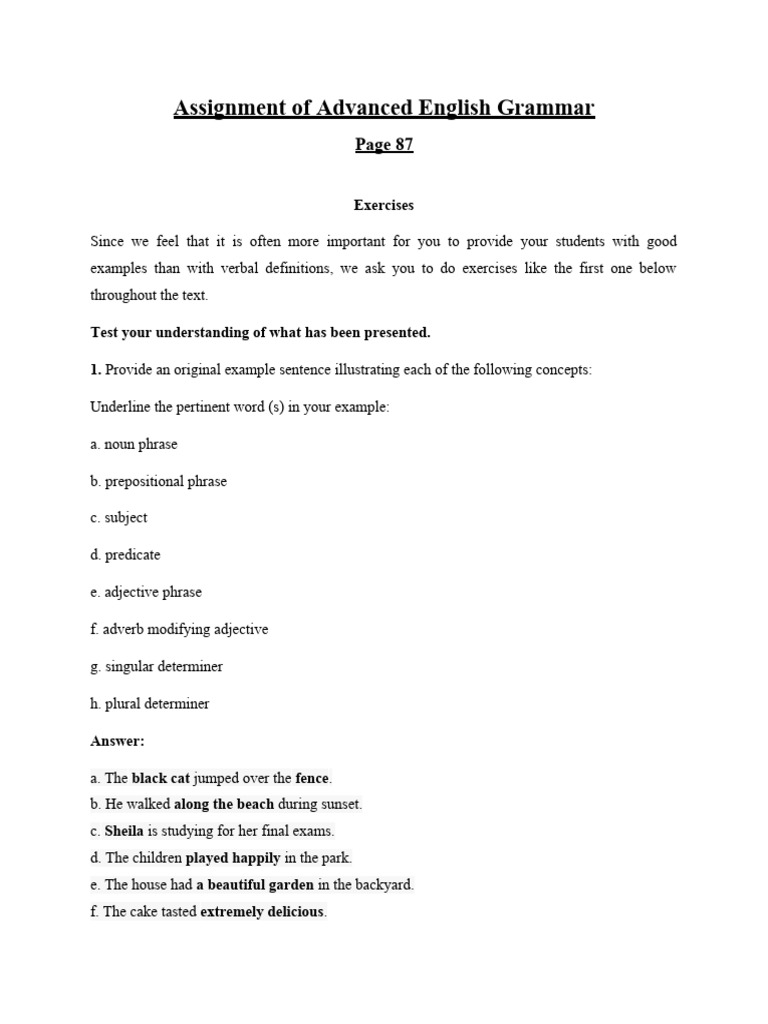 Grammar Assignment Page 87 | PDF