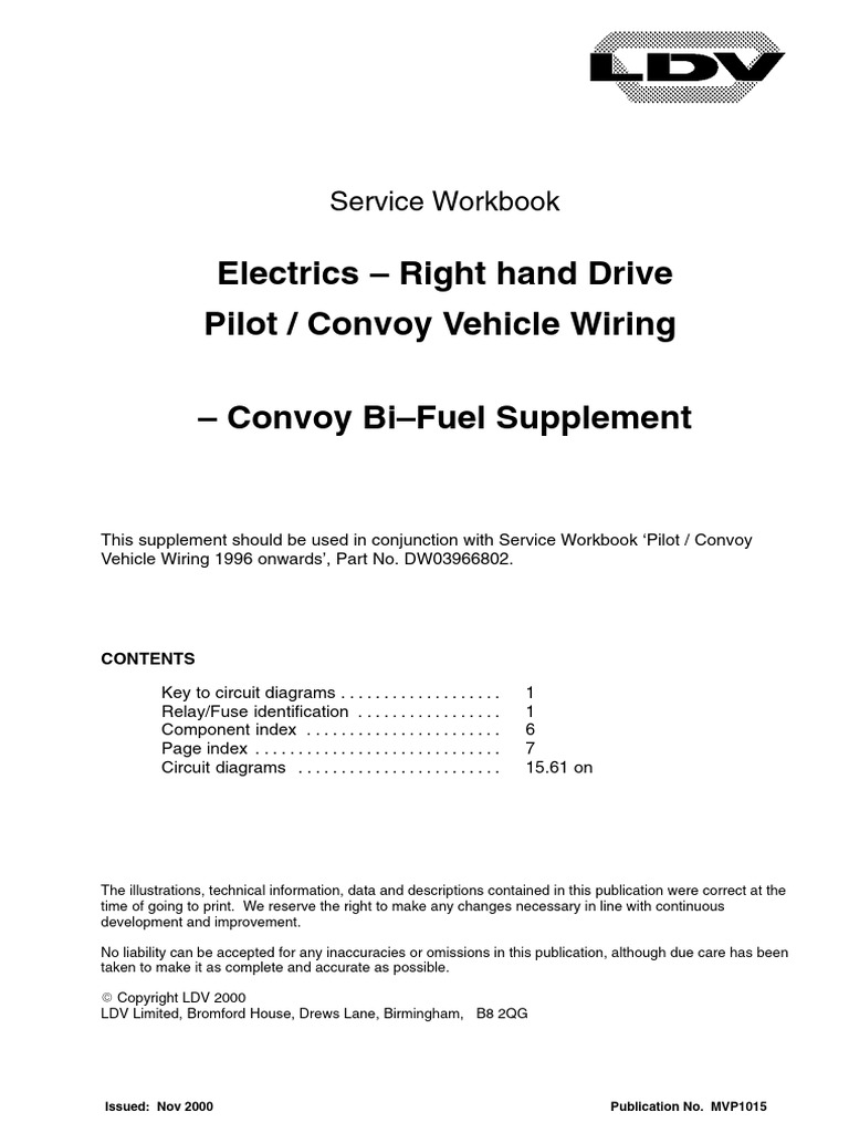 Electrics - Right-Hand Drive Pilot - Convoy Vehicle Wiring - Convoy Bifuel Supplement | PDF ...