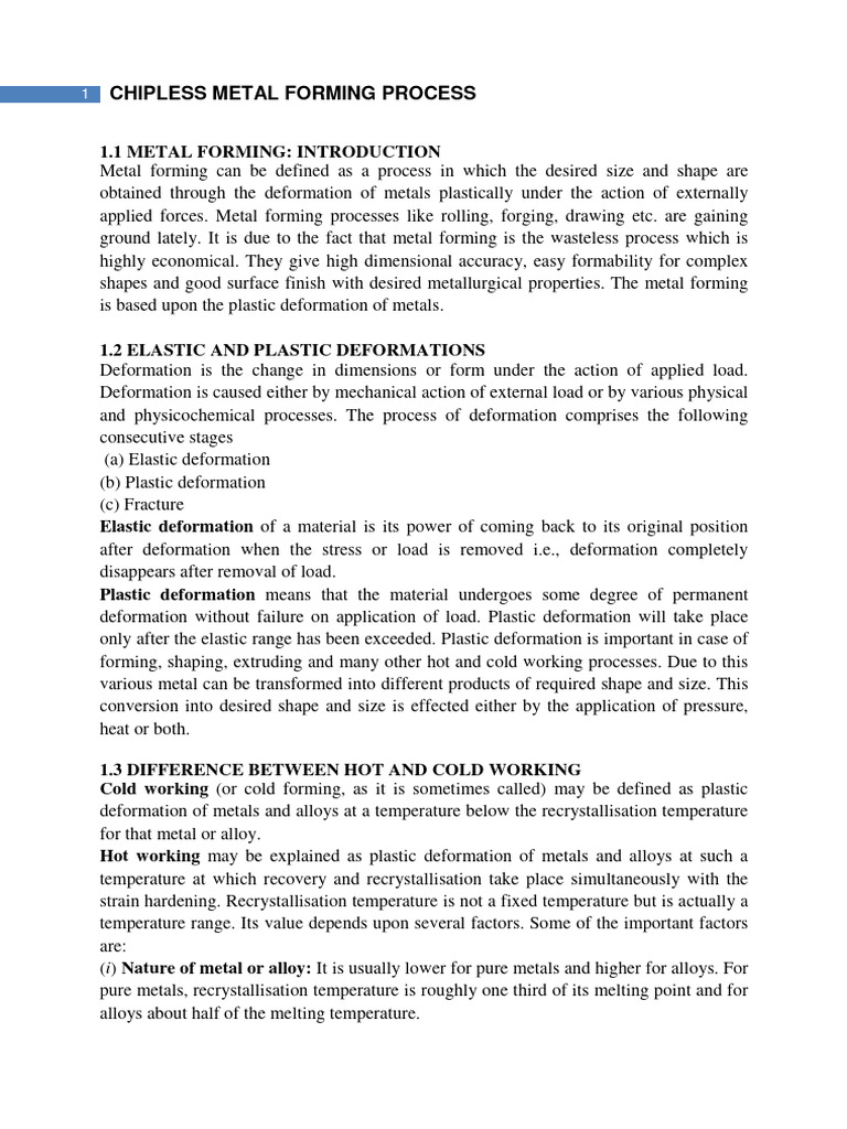 Chipless Metal Forming Process | PDF