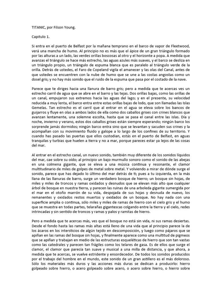 TITANIC, Por Filson Young. Cap1 y 2 TR | PDF | Buques | Mar