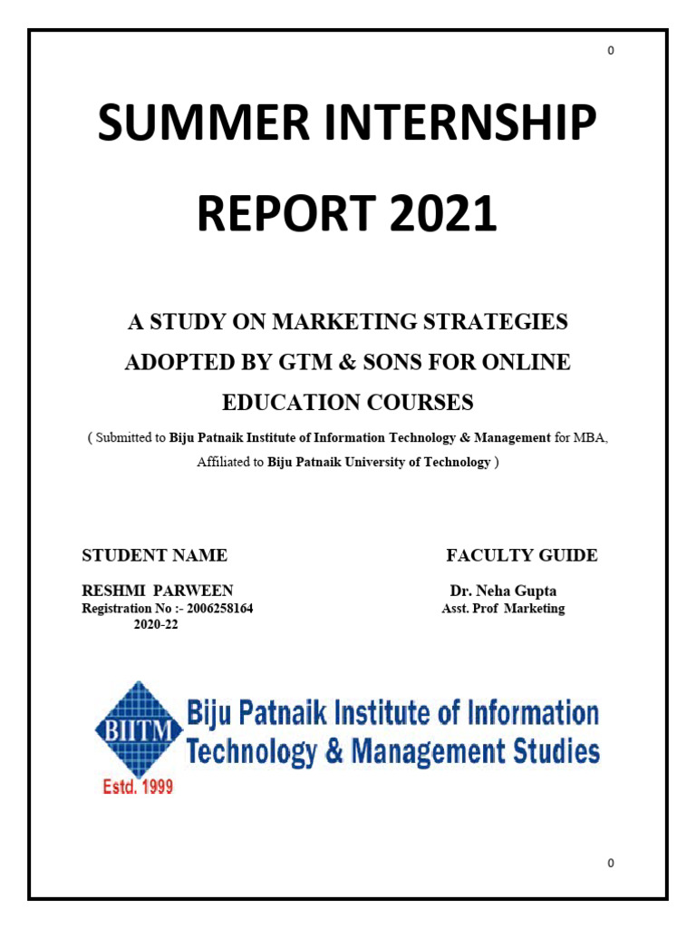 Summer Internship Report Reshmi | PDF | Educational Technology | Supply Chain