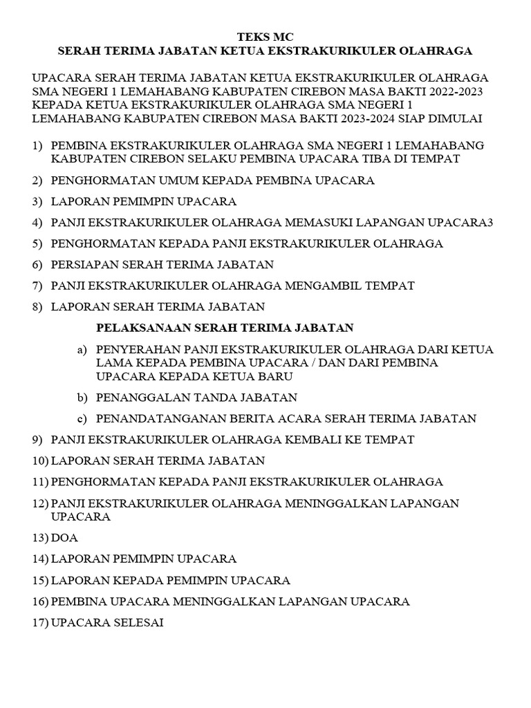 Teks MC Sertijab | PDF