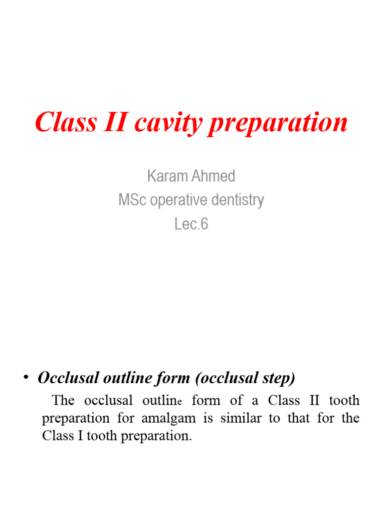 Class II Cavity Preparation | PDF
