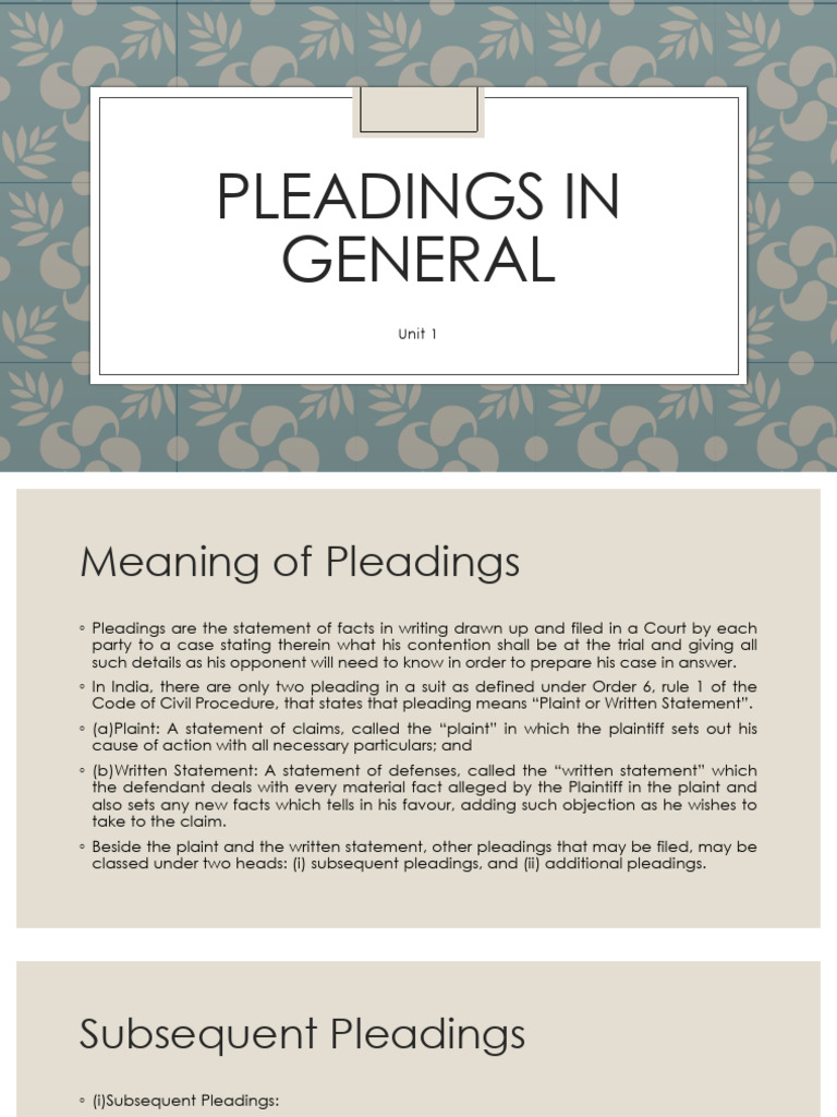 Pleadings in General | PDF