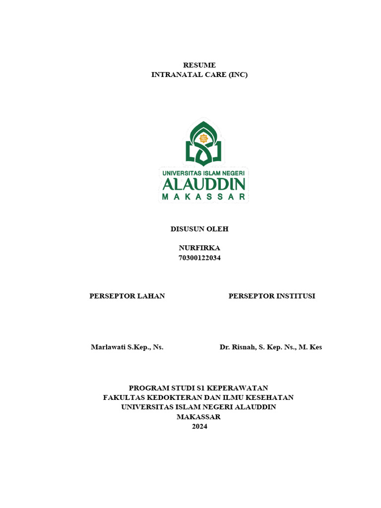 Revisi Resume Intranatal Care (Inc) | PDF