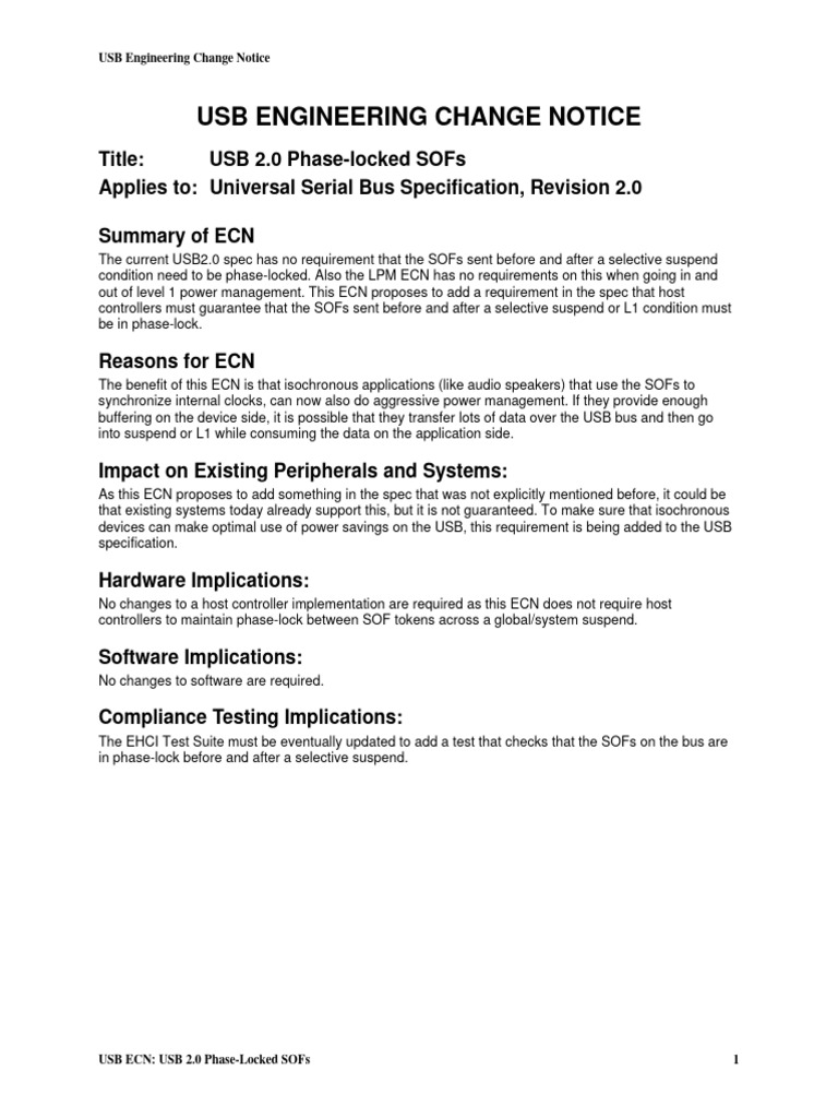 Usb 2.0 Phase-Locked Sofs Ecn | PDF