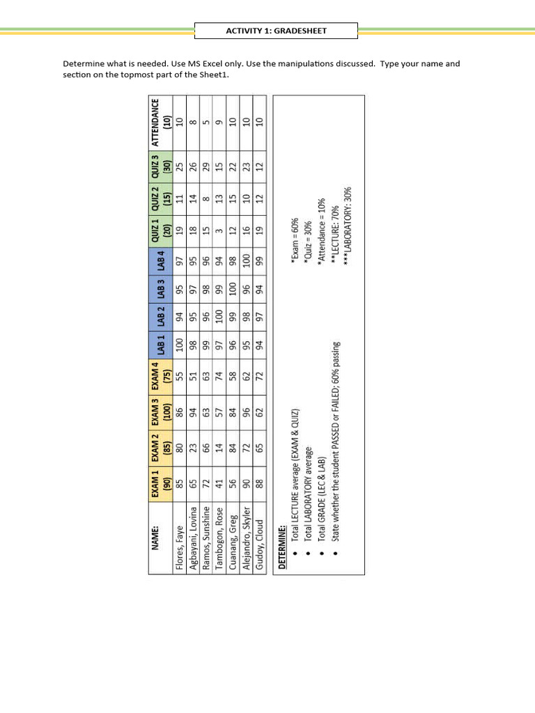 Ms Excel Activity | PDF