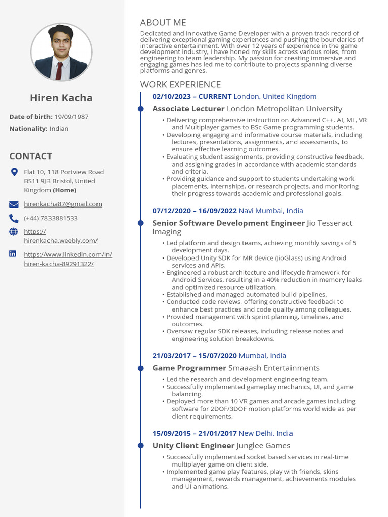 CV Hiren Kacha | PDF