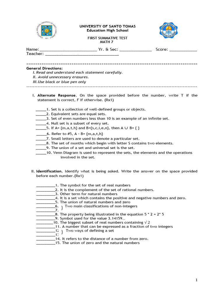 Summat Ive Exam 2 | PDF | Set (Mathematics) | Mathematical Objects