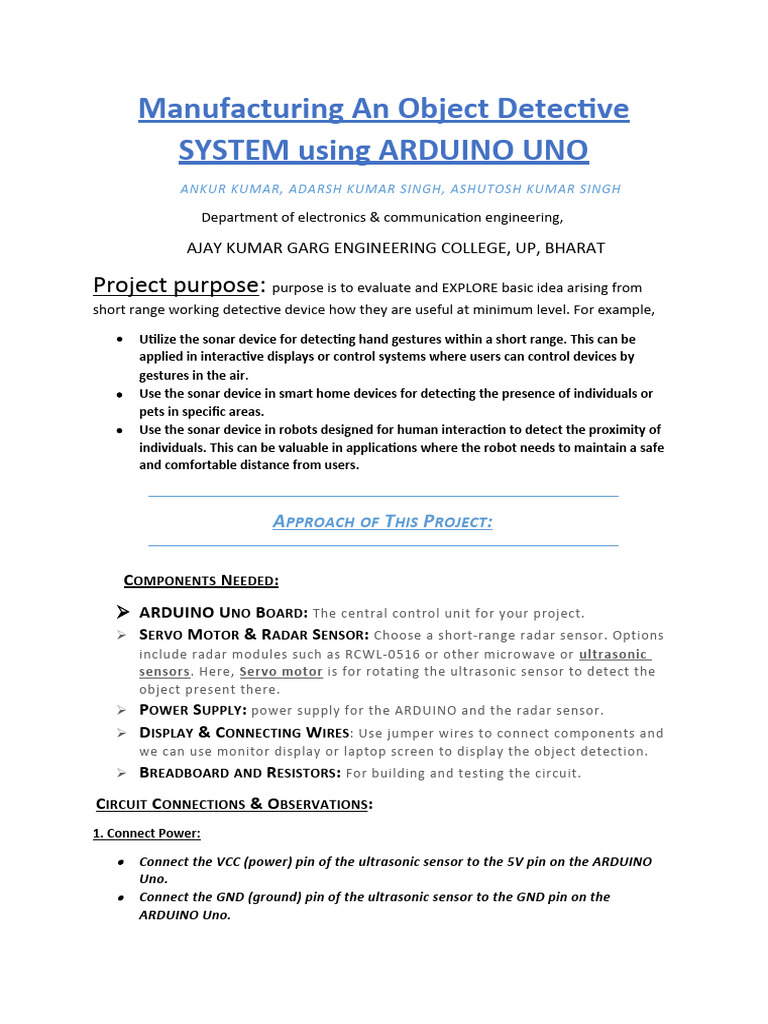 A Object Detective System Using Arduino UNO - 082450 | PDF