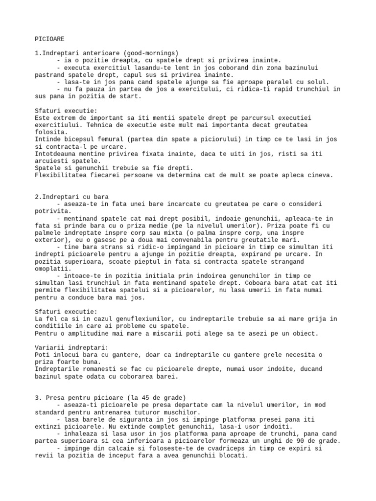 Antrenament Picioare | PDF