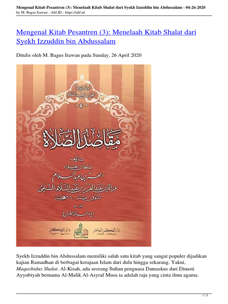 Analisis Kitab Shalat Izzuddin | PDF | Ilmu Sosial | Filsafat