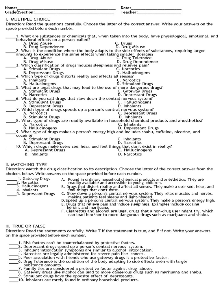 Q2 HEALTH 9 ACTIVITY SHEET | PDF | Drugs | Stimulant