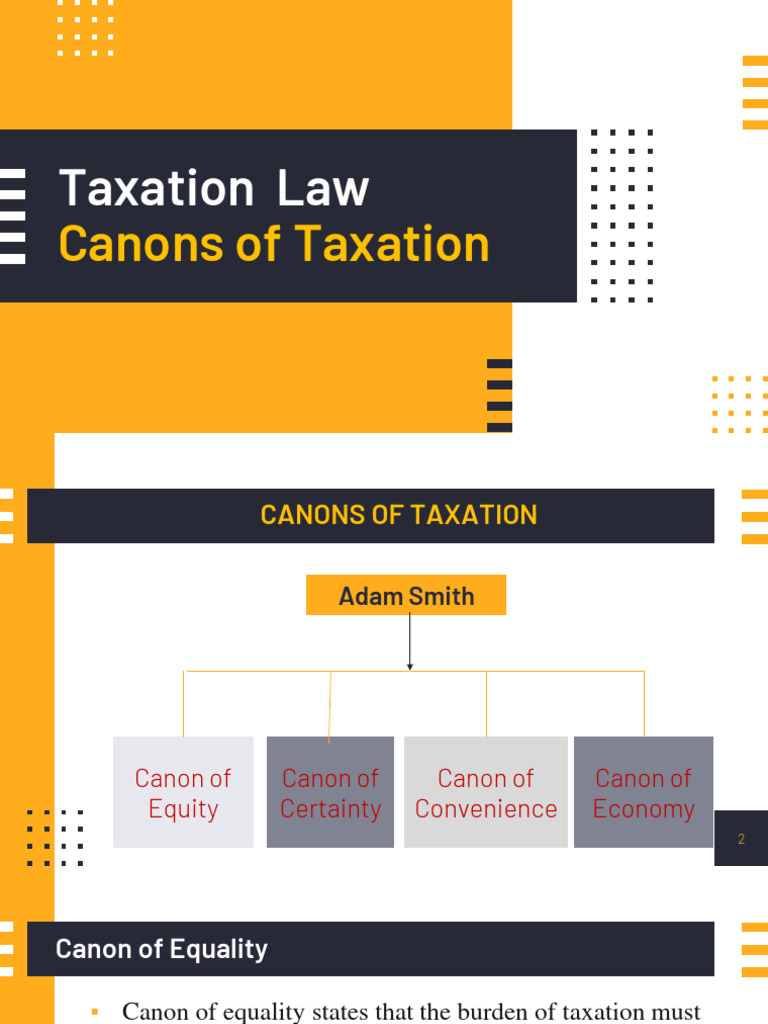 Canons of Taxation - PPT-TLK | PDF