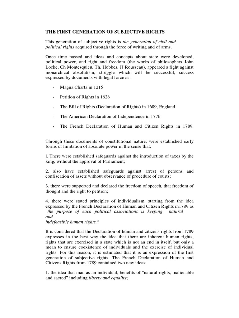 Three Generations of Human Rights | PDF