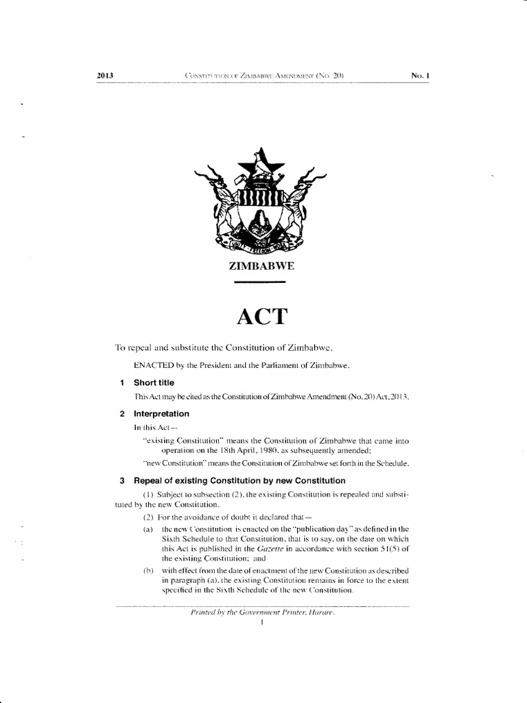 Constitution of Zimbabwe | PDF