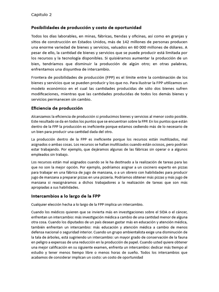 capitulo 2 economia | PDF | Mercado (economía) | Costo de oportunidad