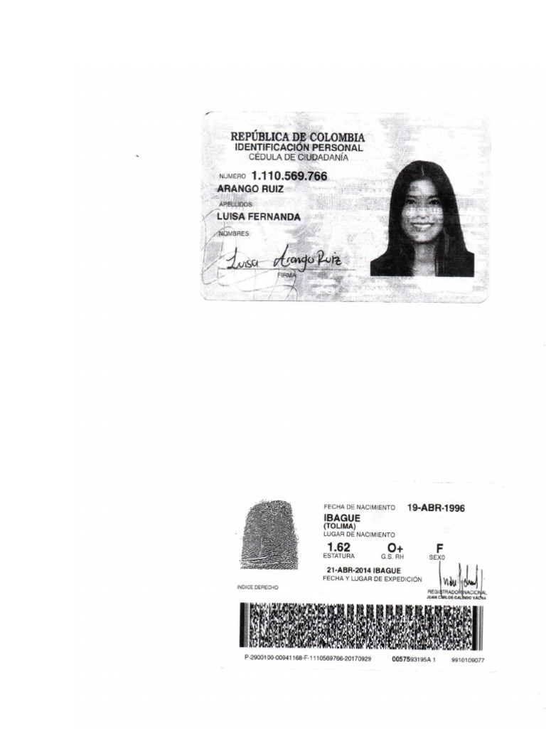 Cedula Ampliada Luisa Arango | PDF