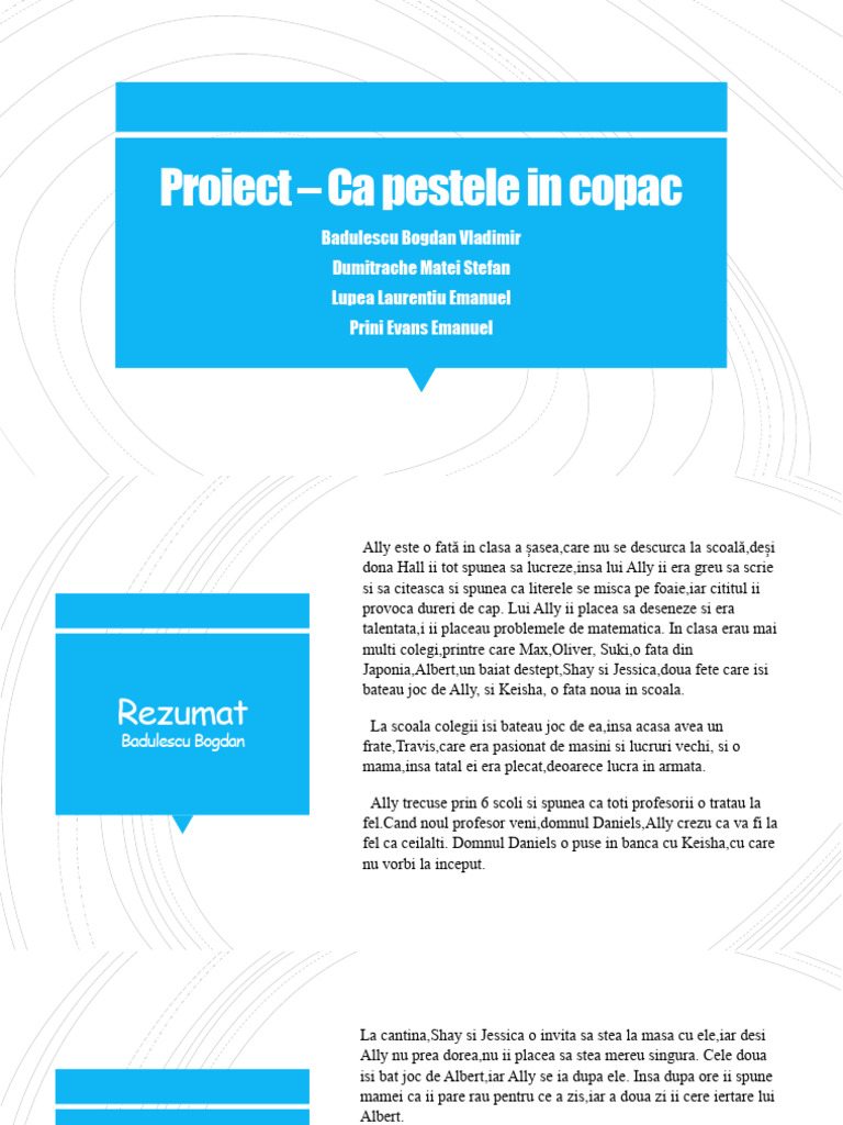 Proiect - Ca Pestele in Copac | PDF