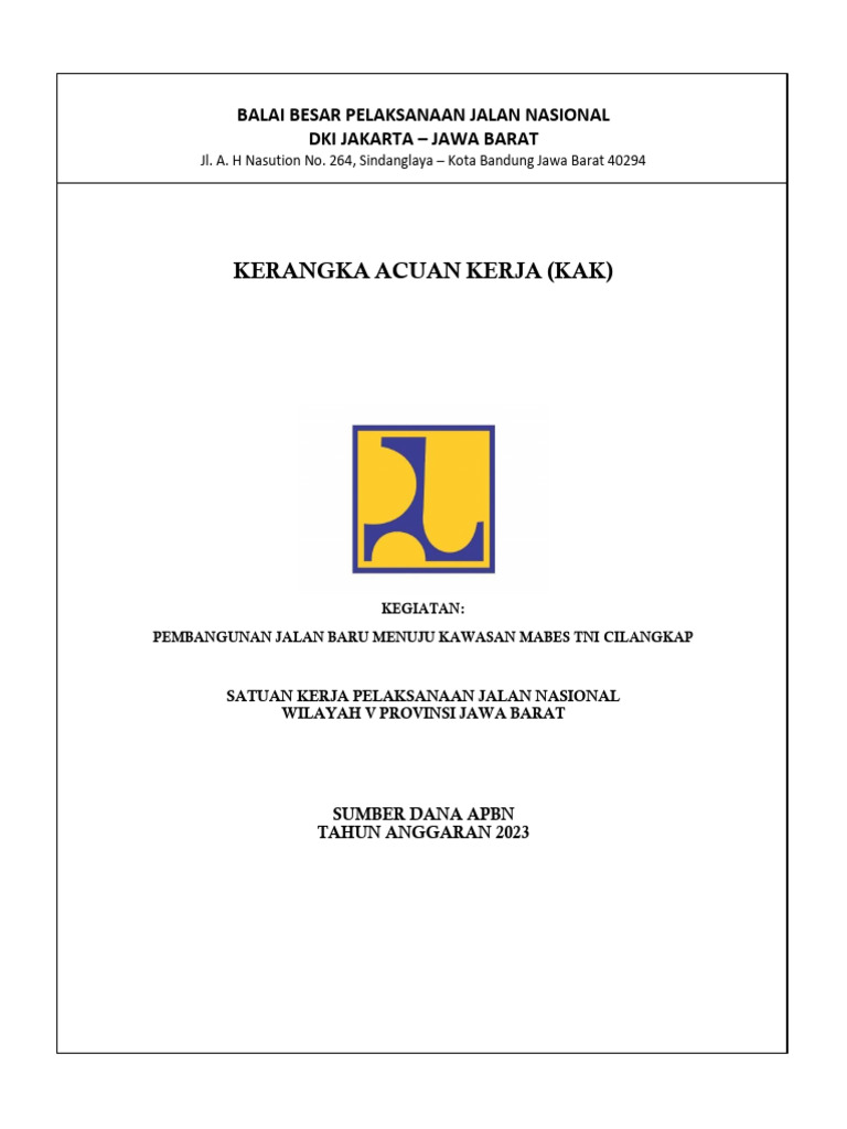 KAK Pembangunan Jalan TNI Cilangkap PPK 5.1 TA.2023 | PDF | Sains & Matematika