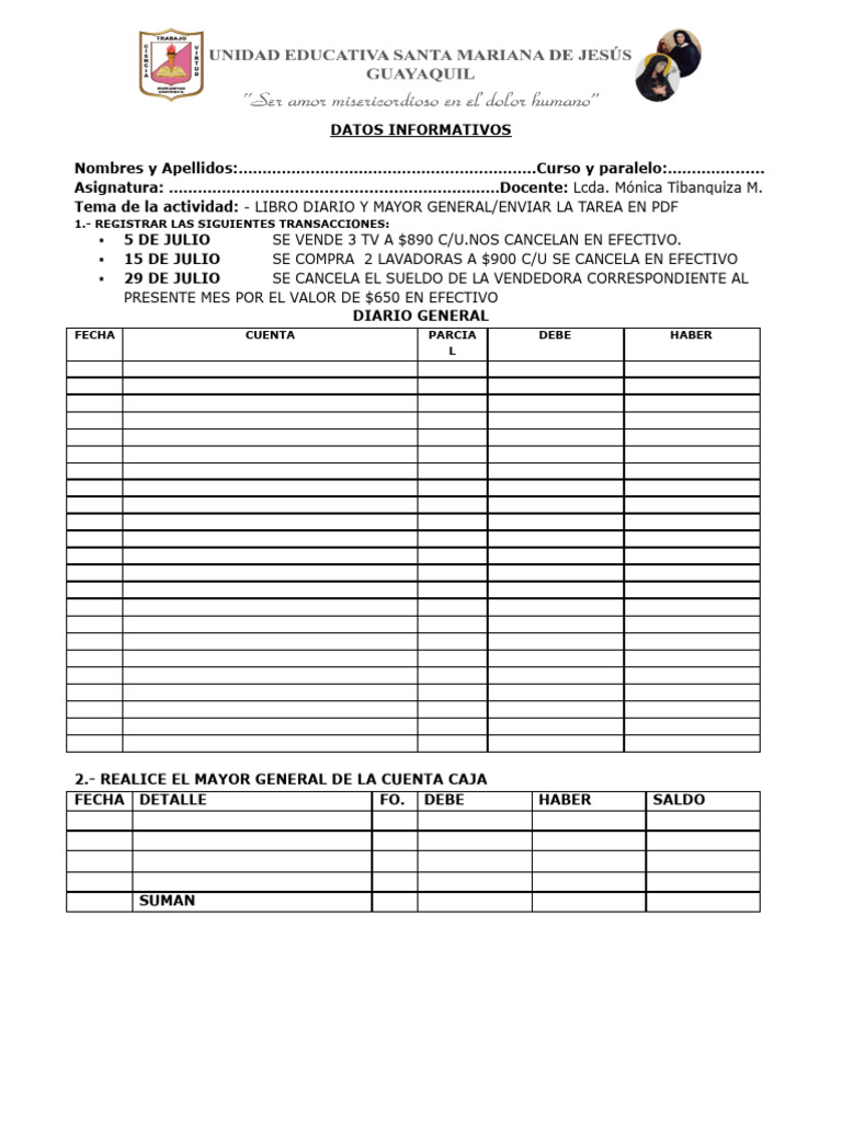 1.- TAREA-DIARIO GENERAL-MAYOR GENERAL | PDF