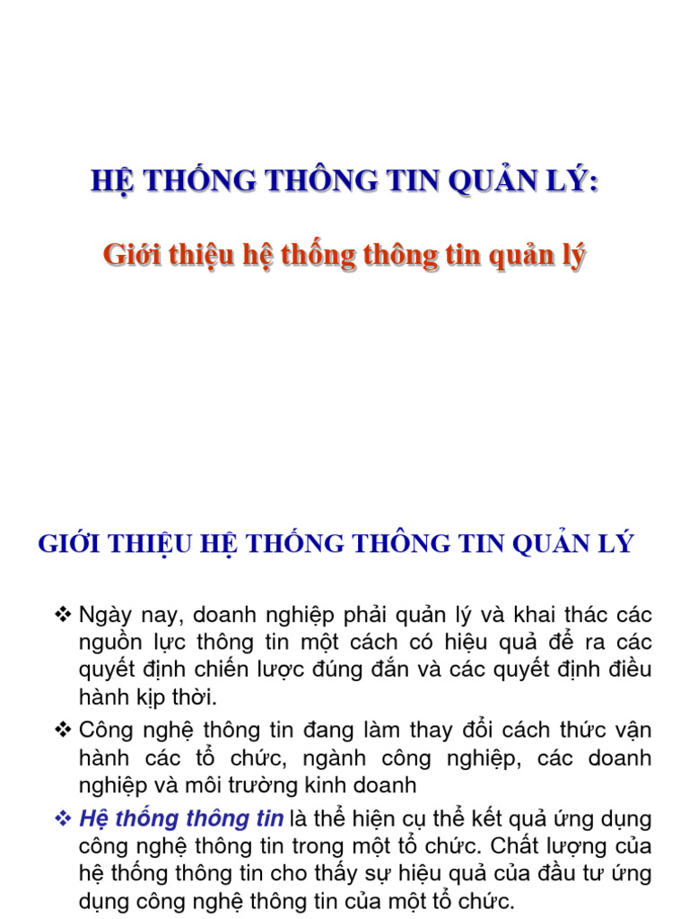 1 Gioi Thieu He Thong Thong Tin Quan Ly | PDF