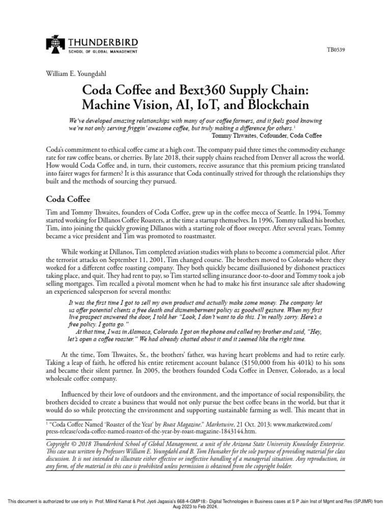 Coda Coffee and Bext360 Supply Chain - Machine Vision, AI, IoT, and ...