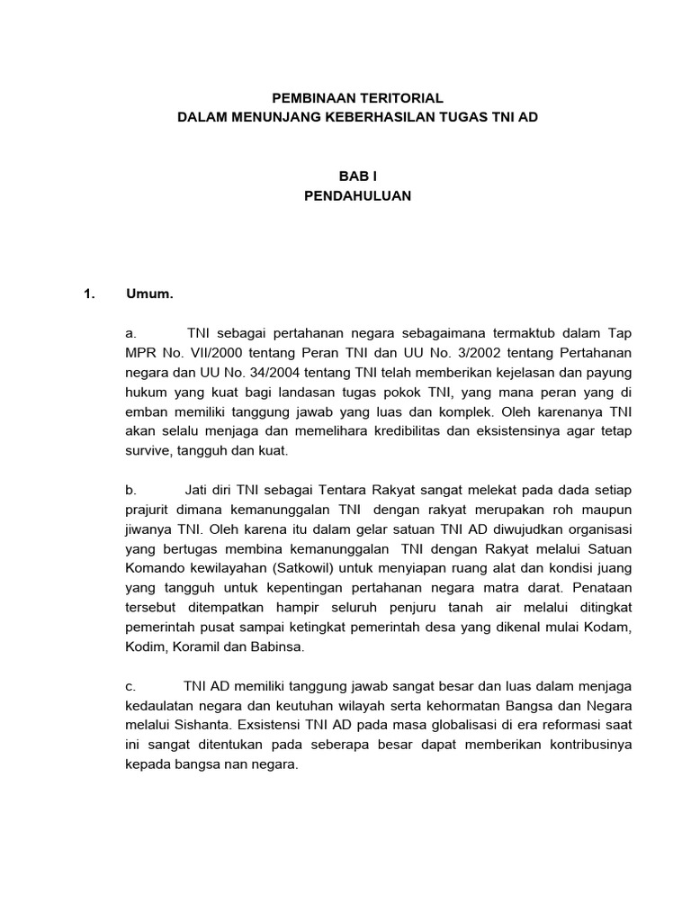Pembinaan Teritorial TNI AD | PDF