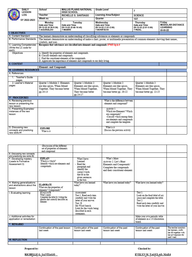 RGS - Science 7 - Week 4 | PDF | Cognitive Science | Learning