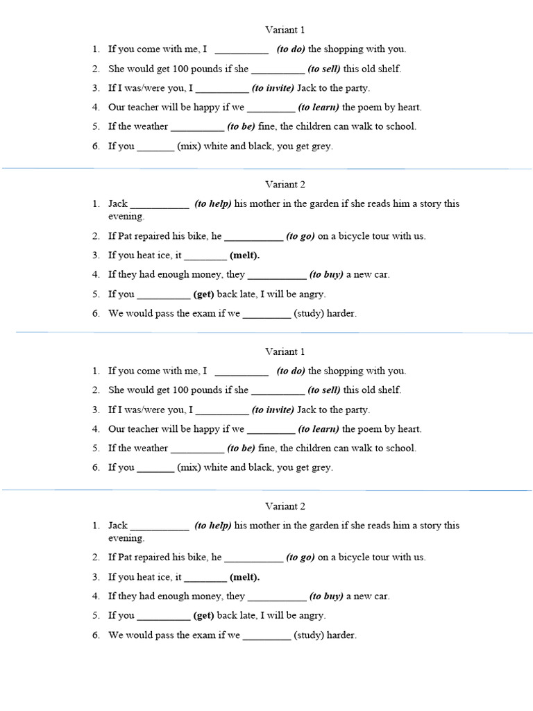 Conditionals 0,1,2 | PDF