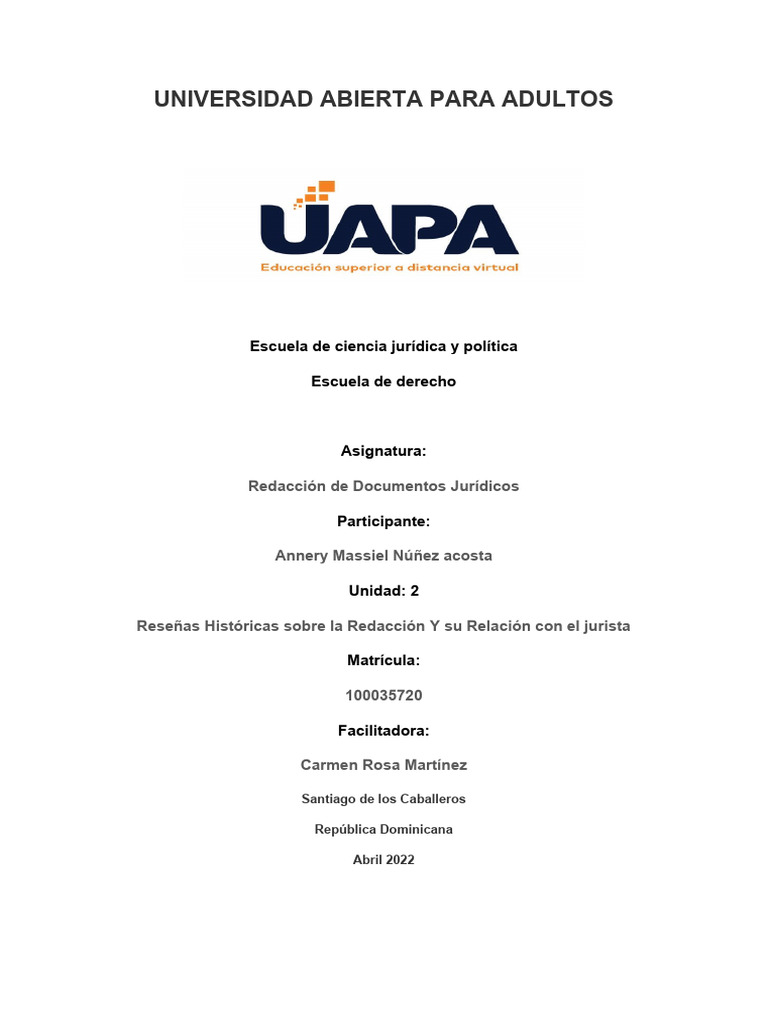 A.N Tarea 2 Redaccion de Documentos Juridicos | PDF