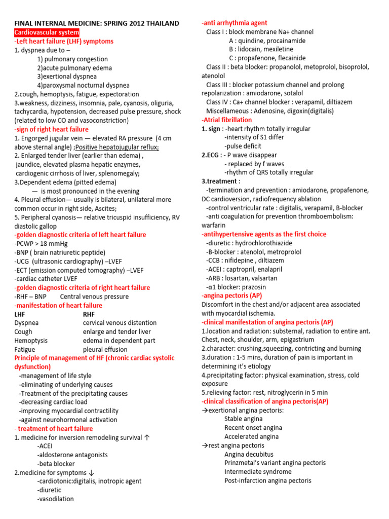 Final Internal Medicine | PDF | Myocardial Infarction | Heart Failure