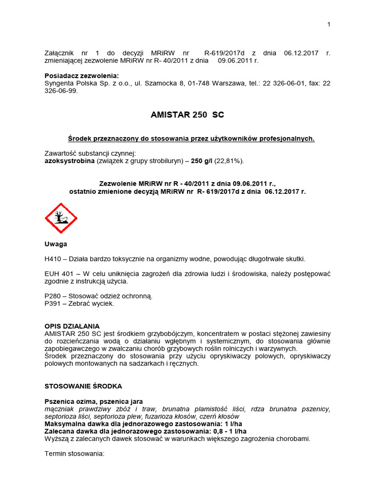 Amistar 250 SC Zast.prof | PDF