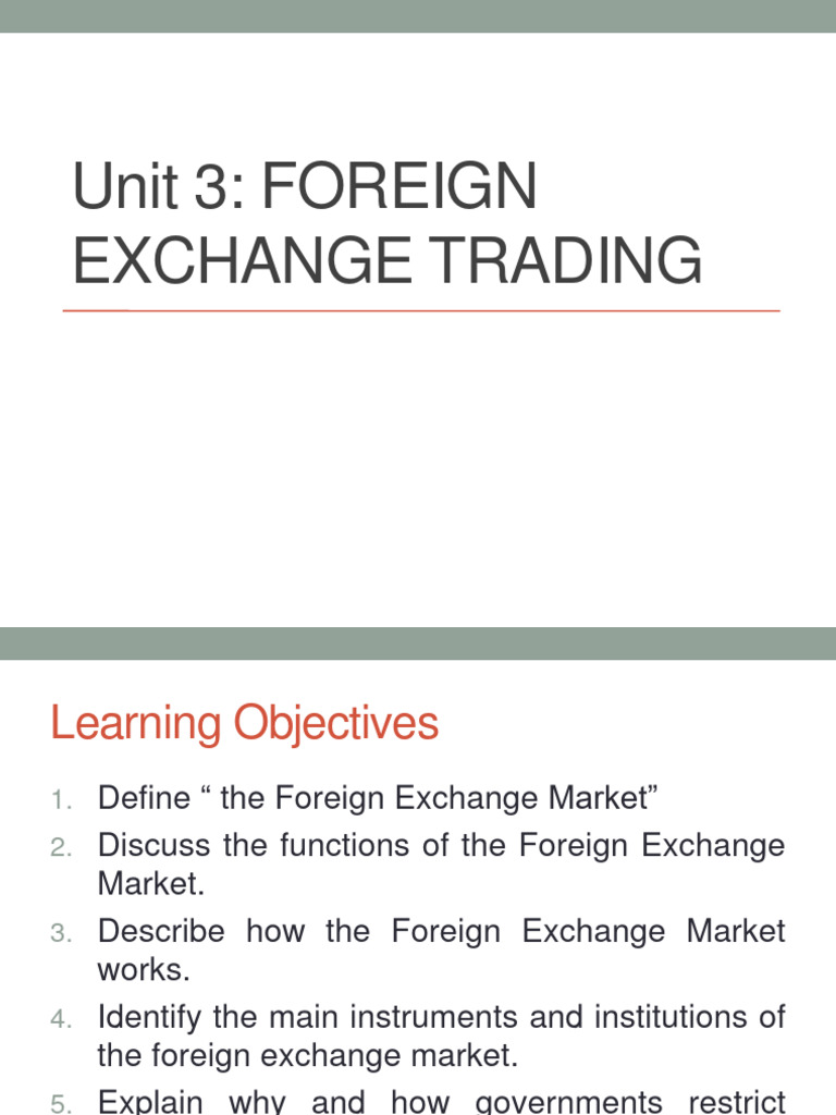 Unit 3 - Foreign Exchange Trading - To Sts | PDF