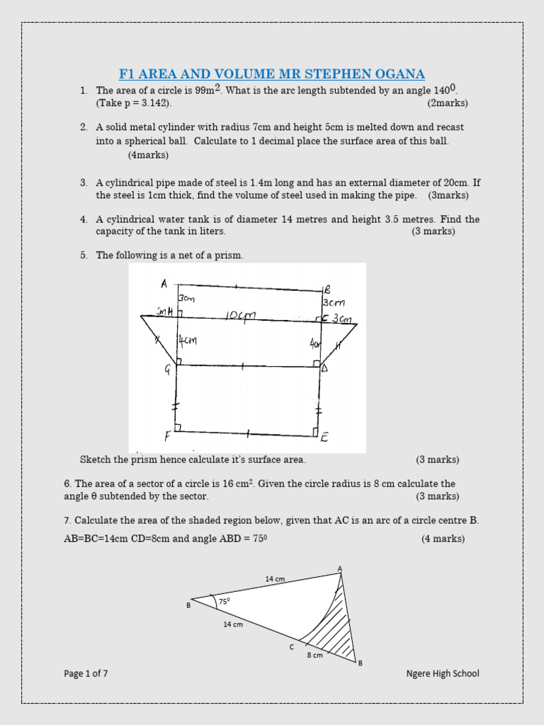 Area and Volume | PDF | Area | Angle