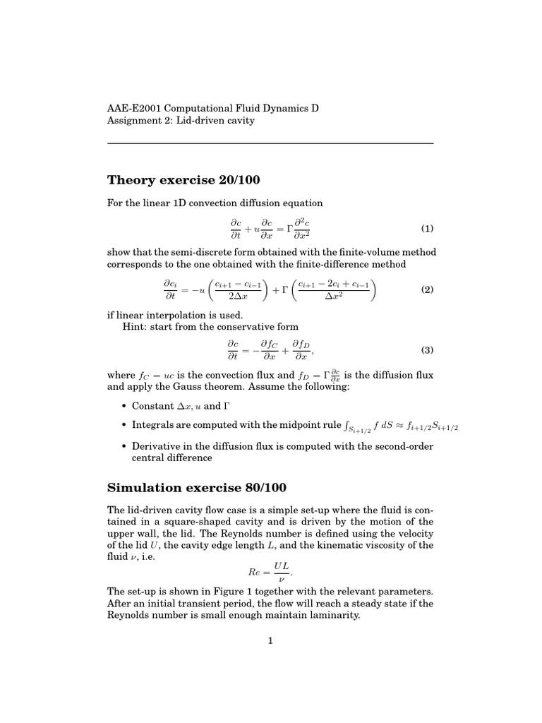 A2 Lid Driven Cavity | PDF | Fluid Dynamics | Reynolds Number