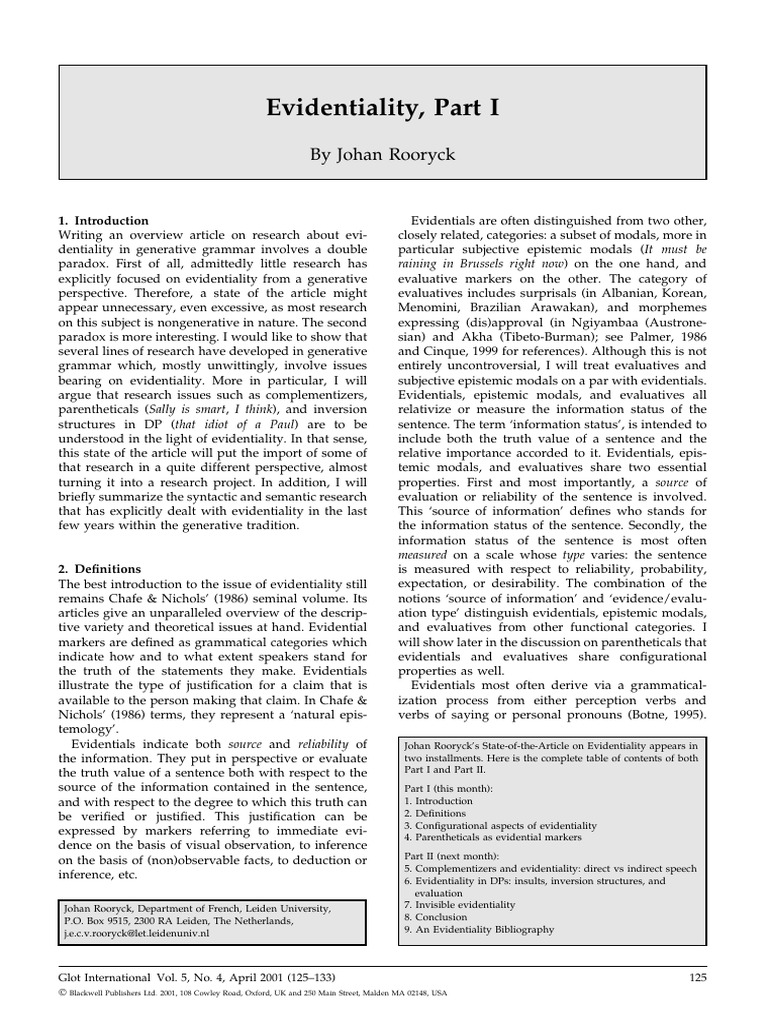 Rooryck 2001 Part1 | PDF | Language Mechanics | Syntax