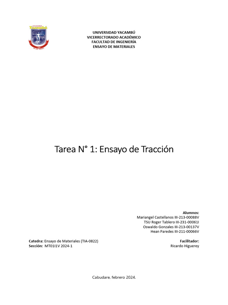 Ensayo de Tension | PDF Ensayo de Tension | PDF