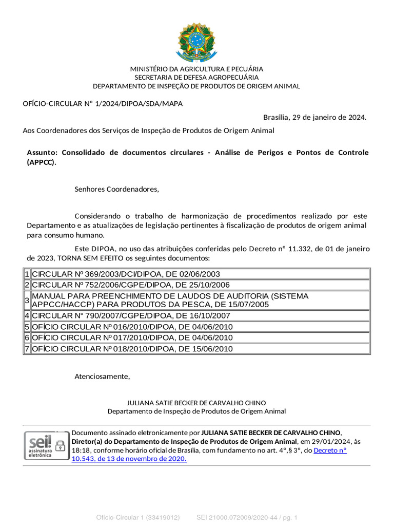 Ofício-Circular #1/2024/dipoa/sda/mapa | PDF